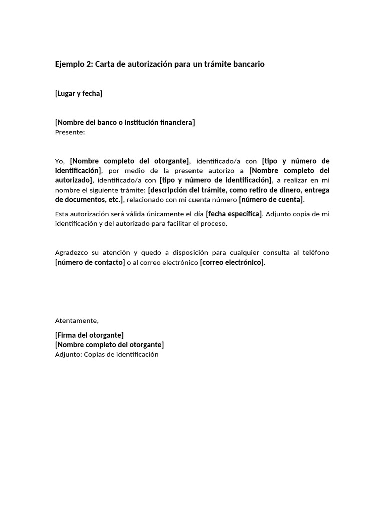 Ejemplo 2 Carta de Autorización | PDF