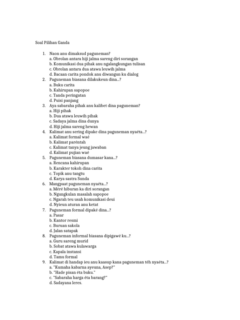 Soal Kelas 7 sunda | PDF