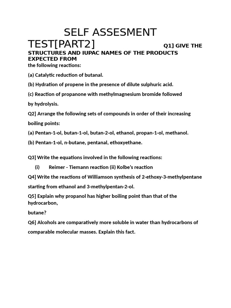 SELF ASSESMENT TEST | PDF