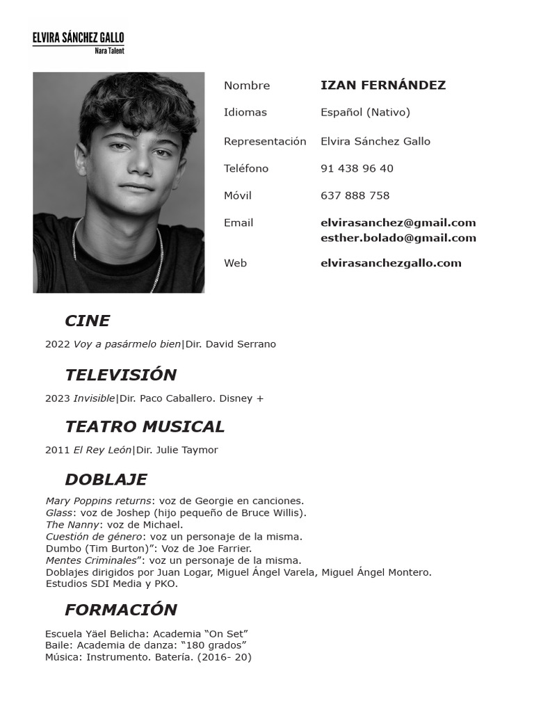 Izan Fernández: Actor y Doblador Profesional | PDF