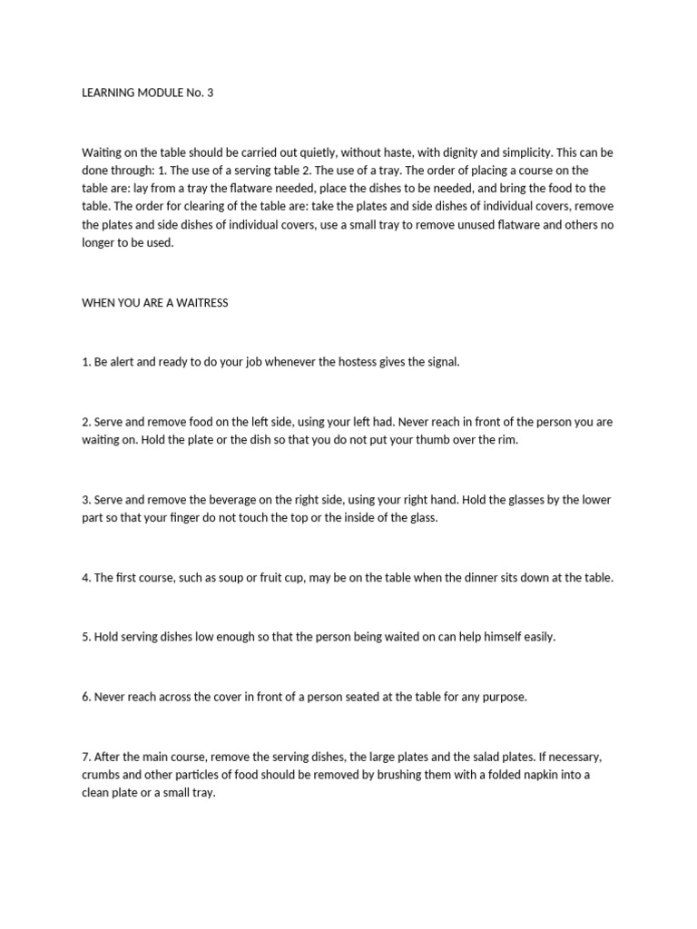 LEARNING MODULE-WPS Office | PDF | Waiting Staff | Tableware
