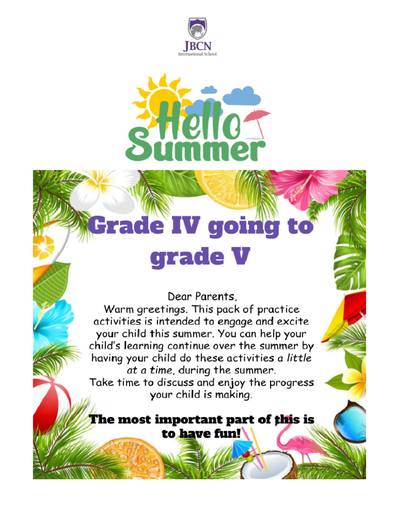 Summer Pack English Grade5 | PDF | Poetry