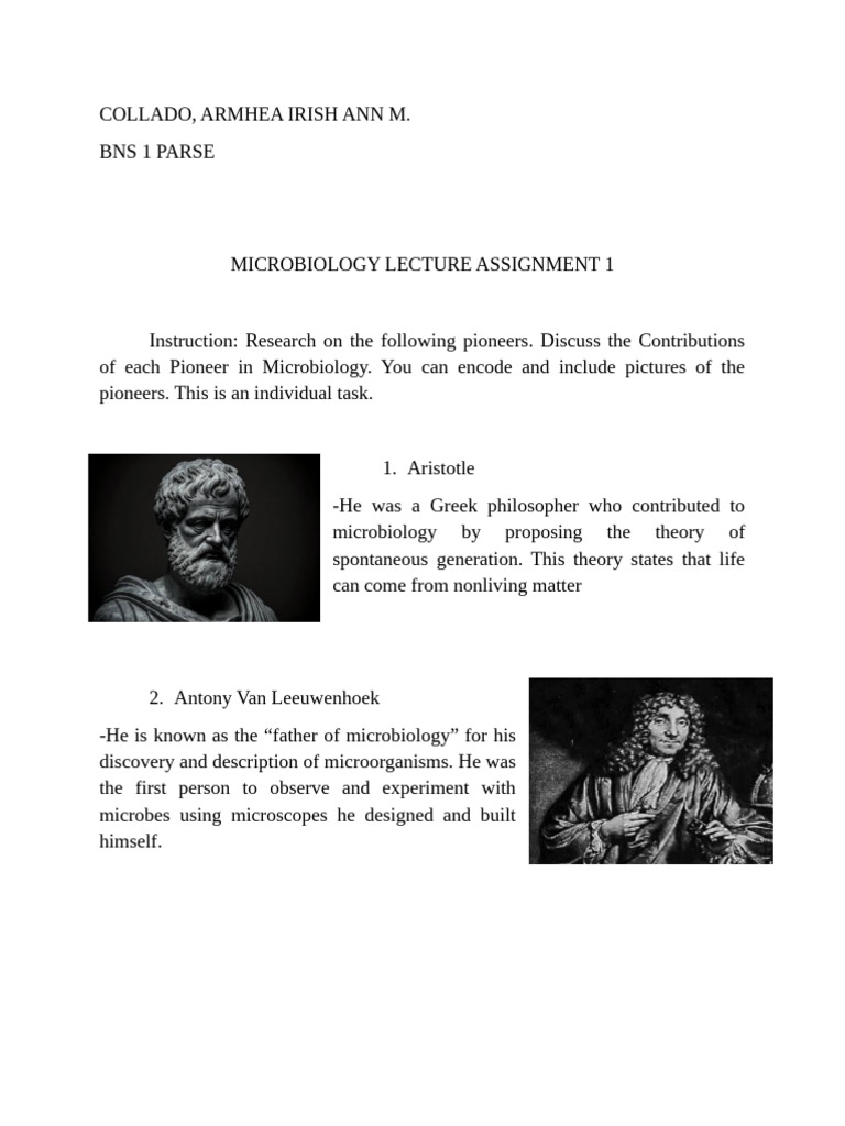 Microbiology Lecture Assignment 1 | PDF | Microbiology | Microorganism