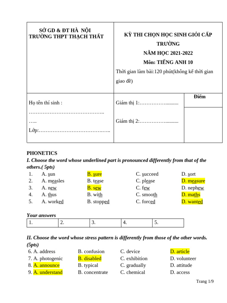 ĐA HSG 10 THACH THAT 2021-2022-ĐỢT 1 | PDF | Hunter Gatherer | Hunting