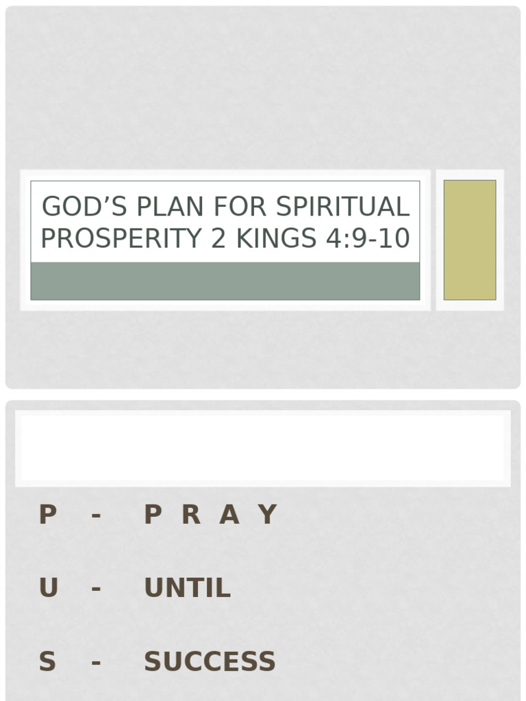 God's Plan for Spiritual Prosperity | PDF