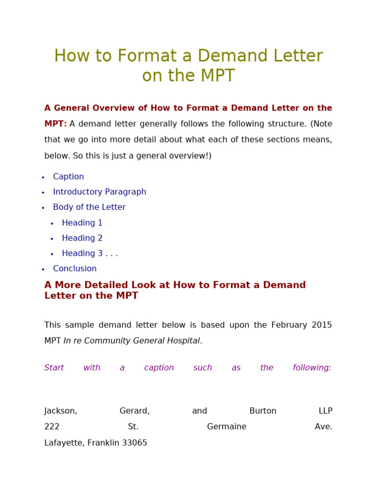 Formatting Demand Letters on the MPT | PDF | Confrontation Clause | Hearsay