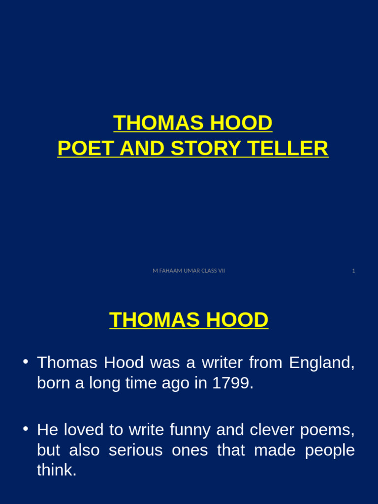 Thomas Hood: Poet and Humorist | PDF