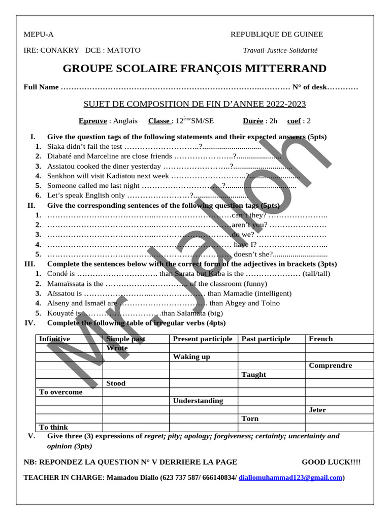 English Exam Questions for 12th Grade | PDF | Semantic Units | Language ...