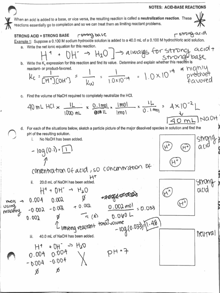 Acid-Base Reactions Notes | PDF
