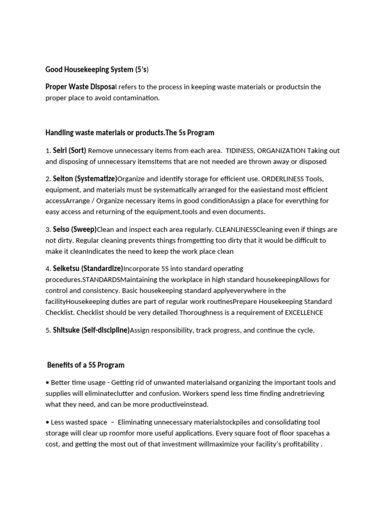 5S Program for Effective Waste Management | PDF | Housekeeping | Waste
