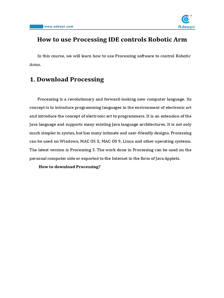 How To Use Processing IDE Controls Robotic Arm | PDF | Arduino | Integrated Development Environment