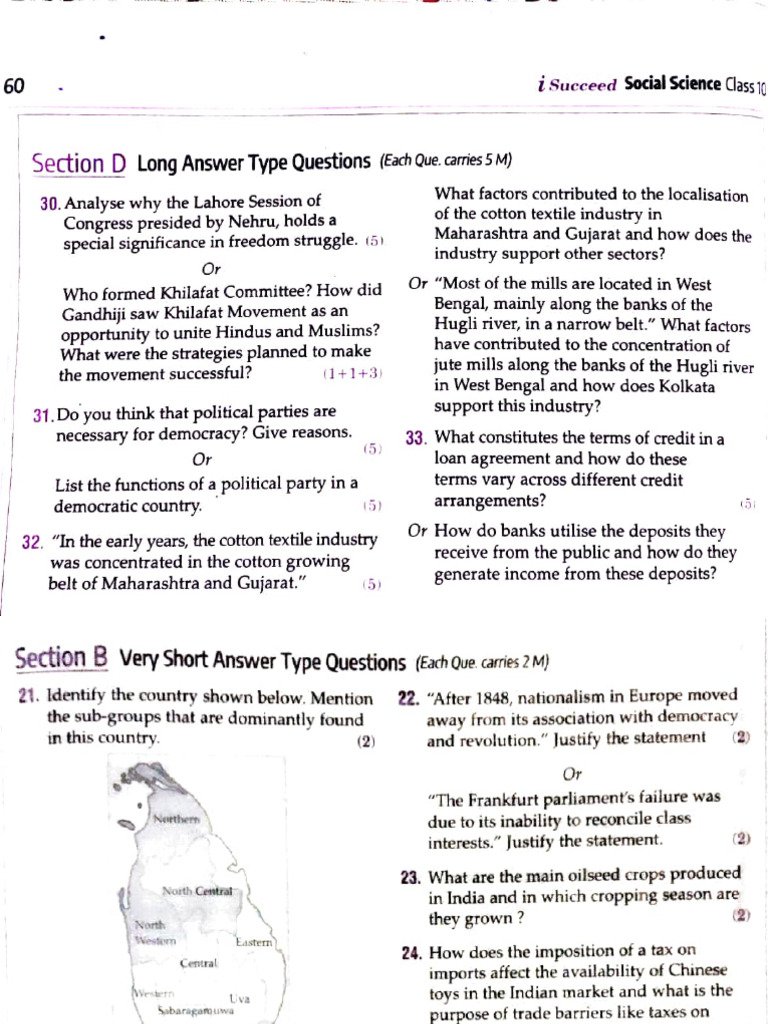 SST Practice Questions | PDF | Mahatma Gandhi