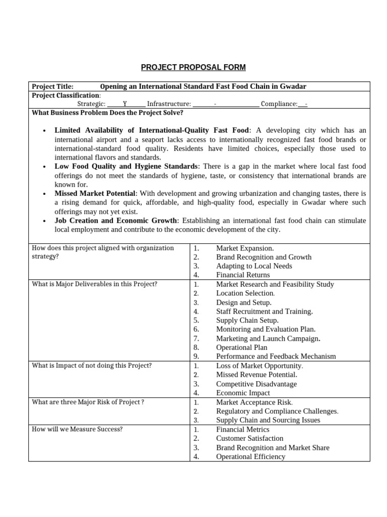 Project Proposal On Food Chain | PDF | Market (Economics) | Employment