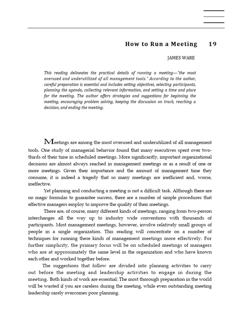 How to Run a Meeting | PDF | Consensus Decision Making | Information