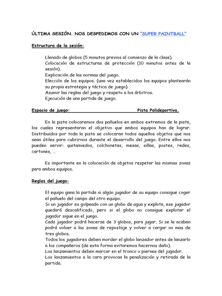 Super Paintball: Reglas y Estrategias | PDF