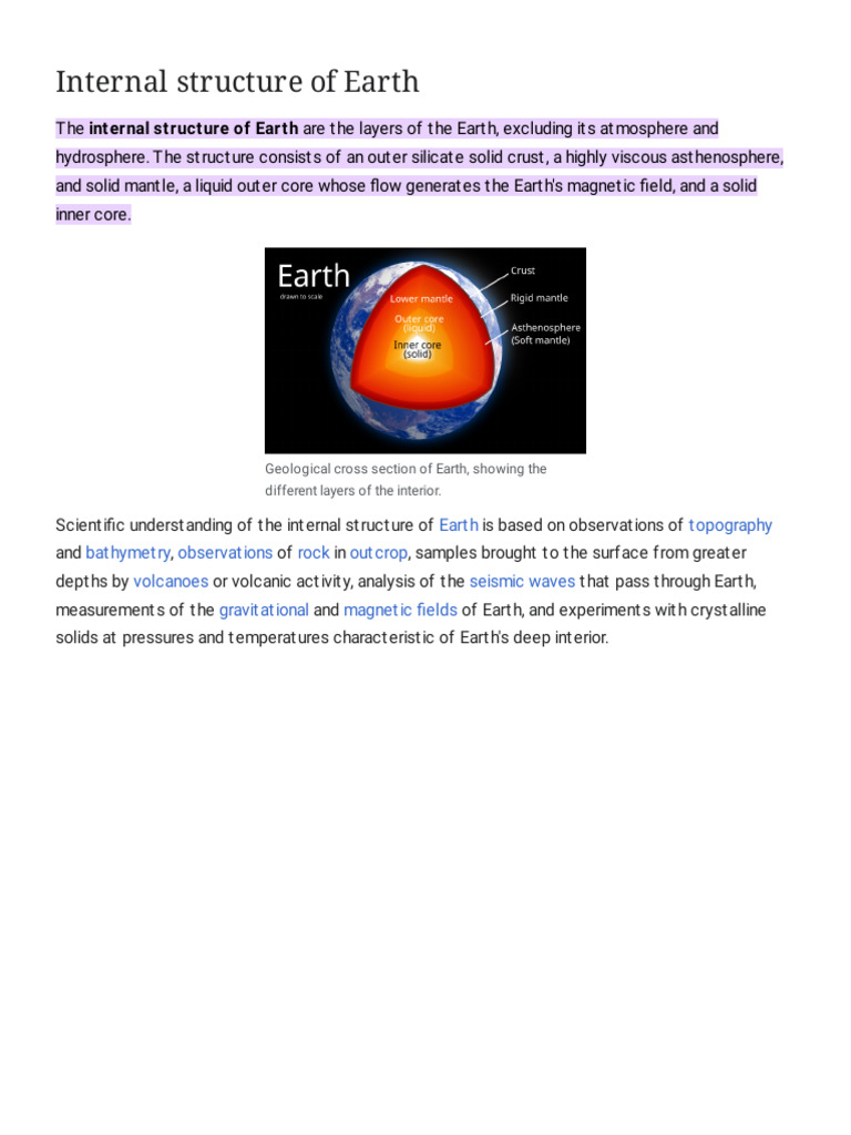 Internal Structure of Earth - Wikipedia | PDF | Plate Tectonics | Geology
