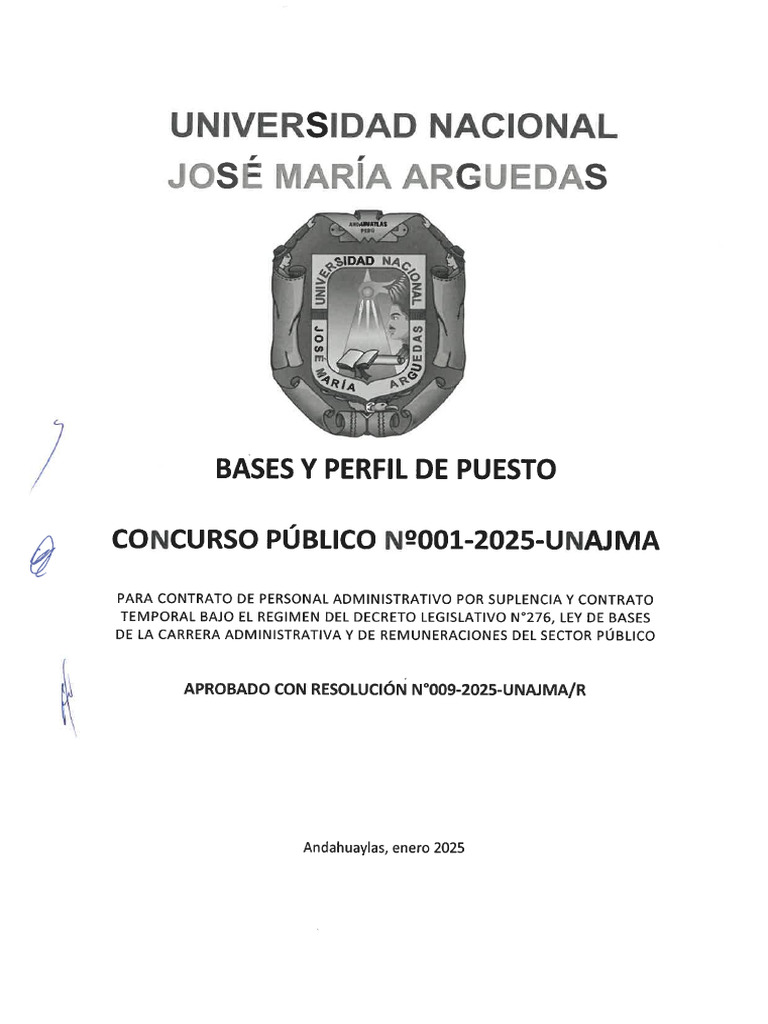 CP 01 2025 Unajma 276 Resolucion #009 2025 Unajma R | PDF