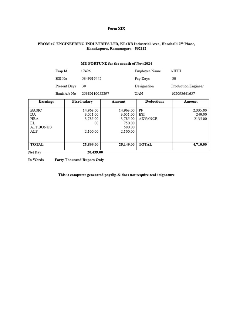Salary Slip Nov2024 | PDF