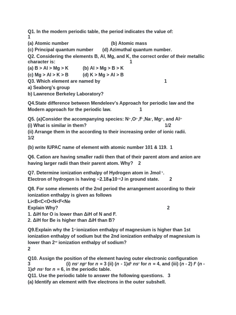Class 11th Chemistry FA2 | PDF