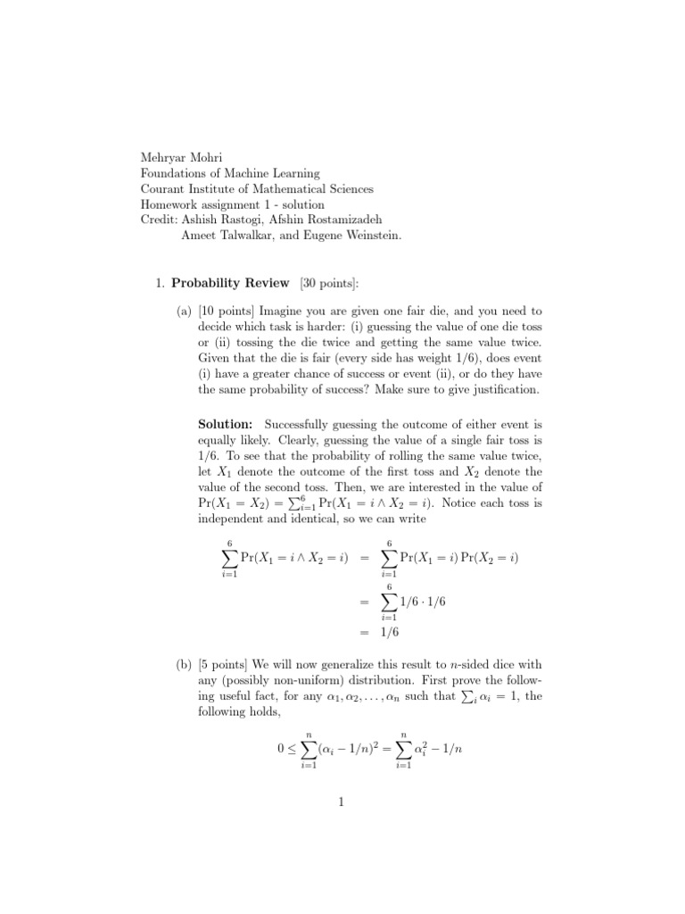 sol1 | PDF | Applied Mathematics | Probability