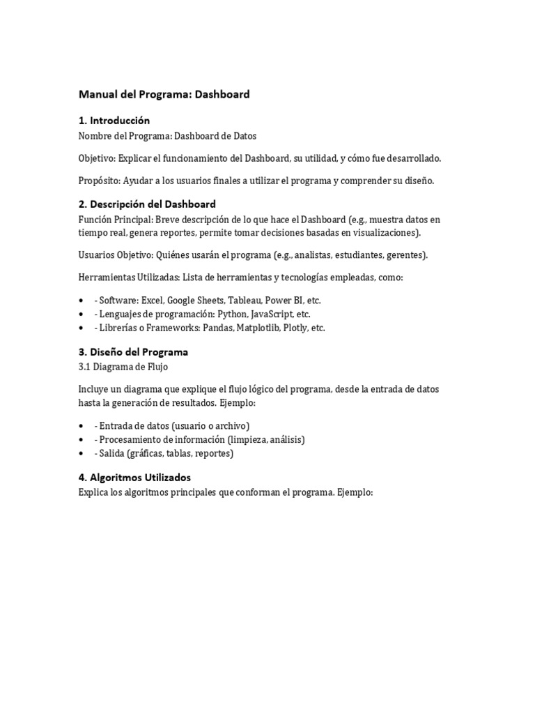 Manual del Dashboard de Datos | PDF