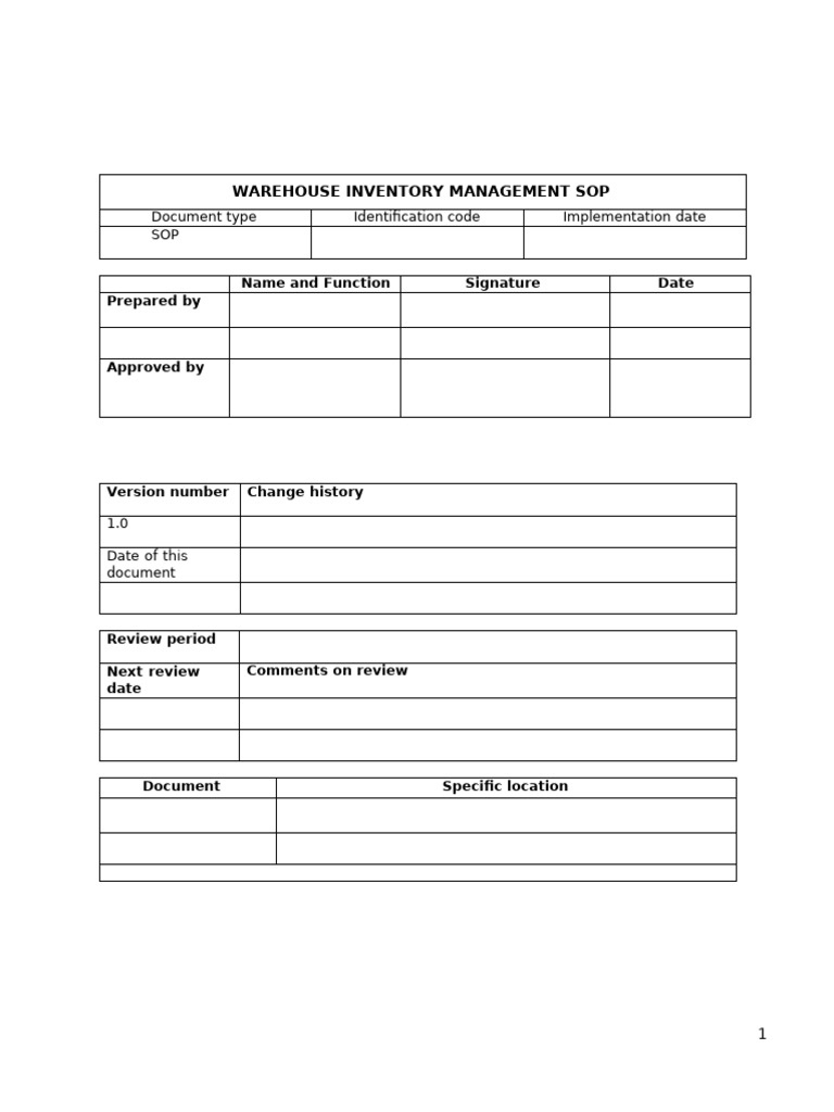 WAREHOUSE INVENTORY MANAGEMENT SOP | PDF | Warehouse | Forklift