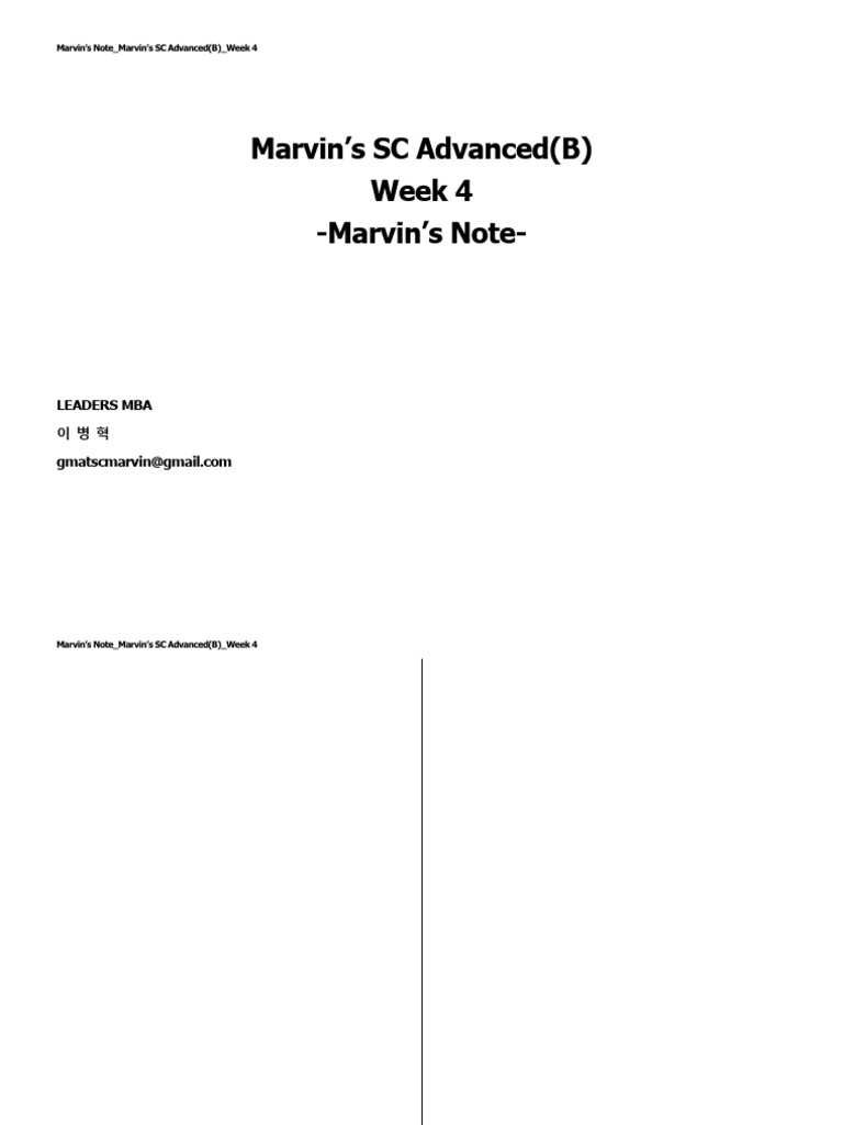 Marvin's SC Advanced (B) - Week4 - LEADERS MBA - Marvin's Note - 2023. ...