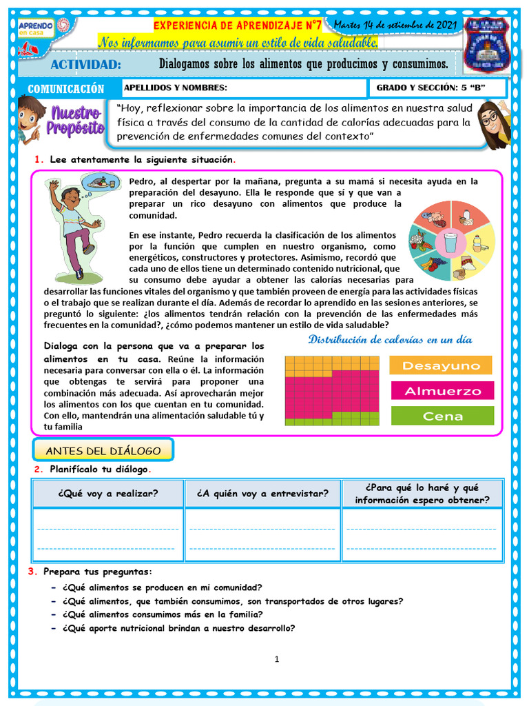 DIA 2 Dialogamos Sobre Los Alimentos Que Producimos y Consumimos | PDF ...