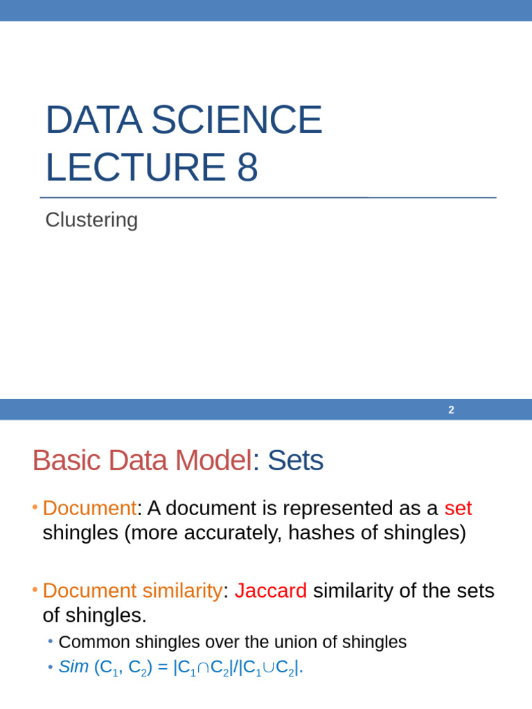Lecture 9 Clustering | PDF | Cluster Analysis | Algorithms And Data Structures