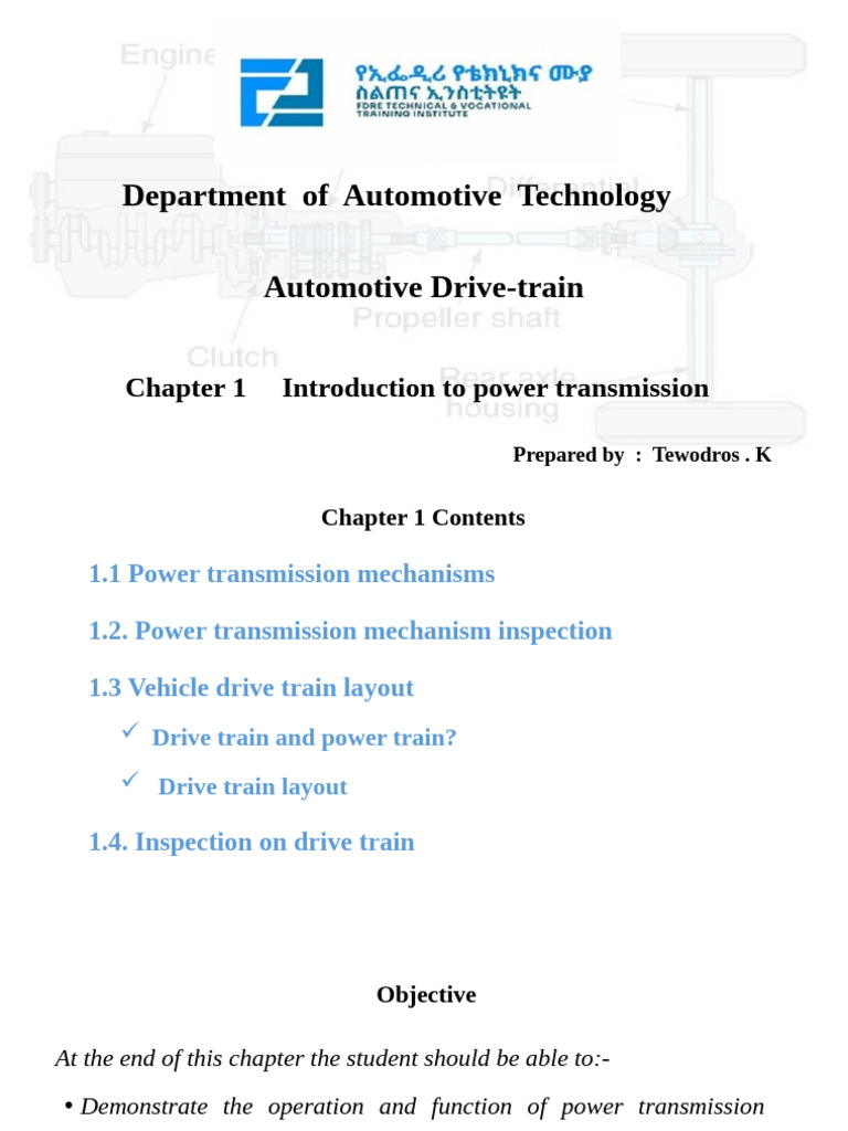 1 Ch1 Automotive Drive Train T K | PDF | Gear | Belt (Mechanical)