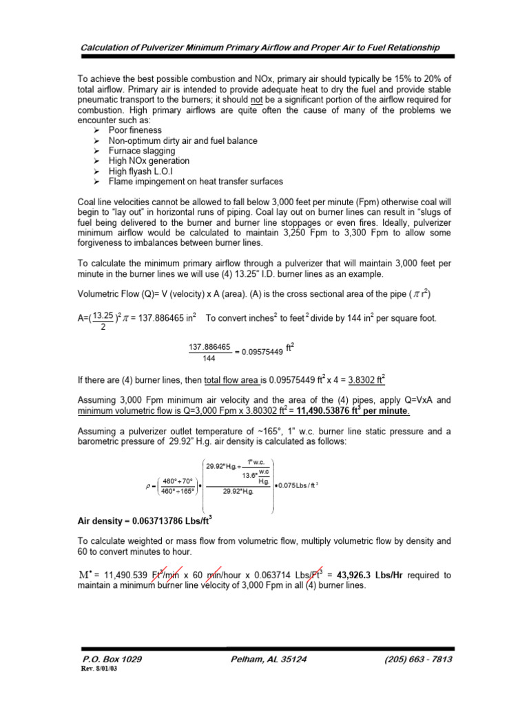 Pulverizer Airflow & Fuel Ratio Guide | PDF | Density | Combustion