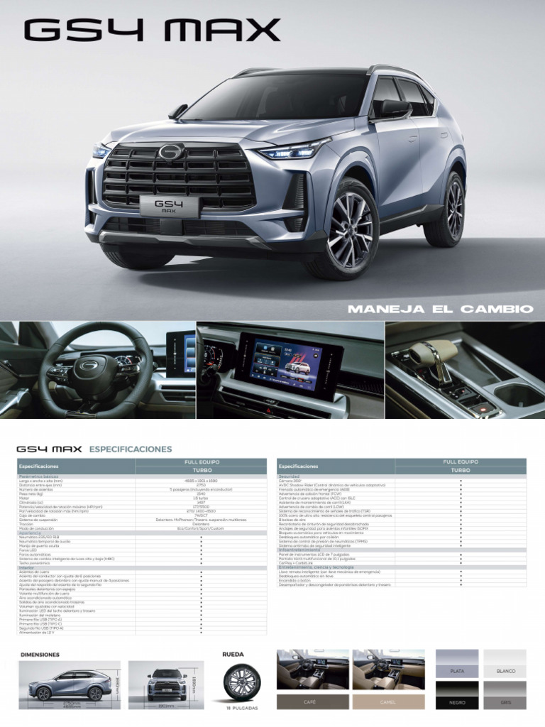 GAC GS4 MAX - Ficha Tecnica | PDF