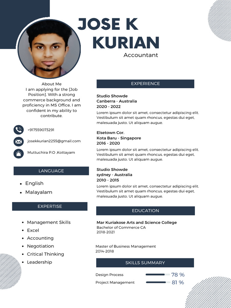 blue professional modern CV resume | PDF