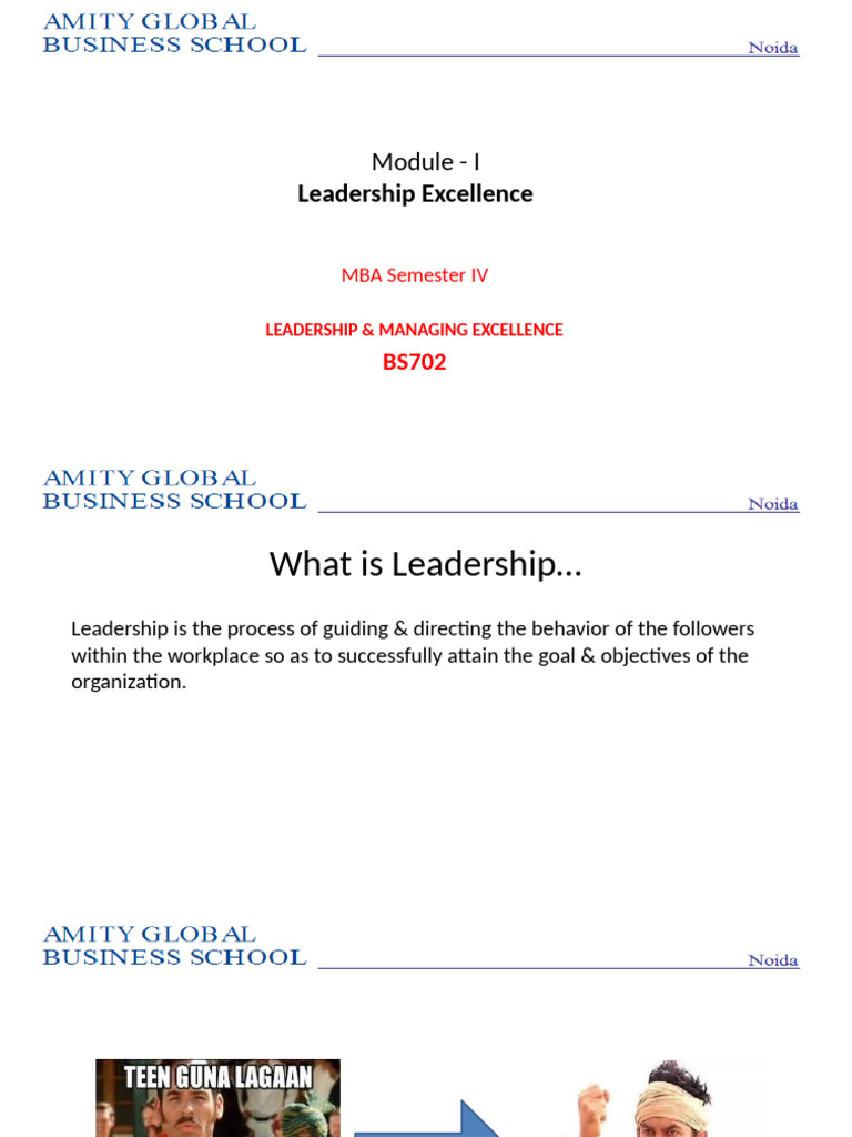 Module I Leadership Excellence | PDF | Leadership | Psychological Concepts