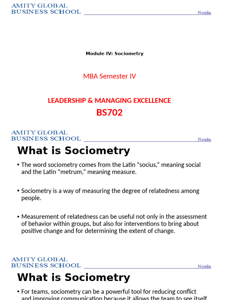 Module IV Sociometry | PDF