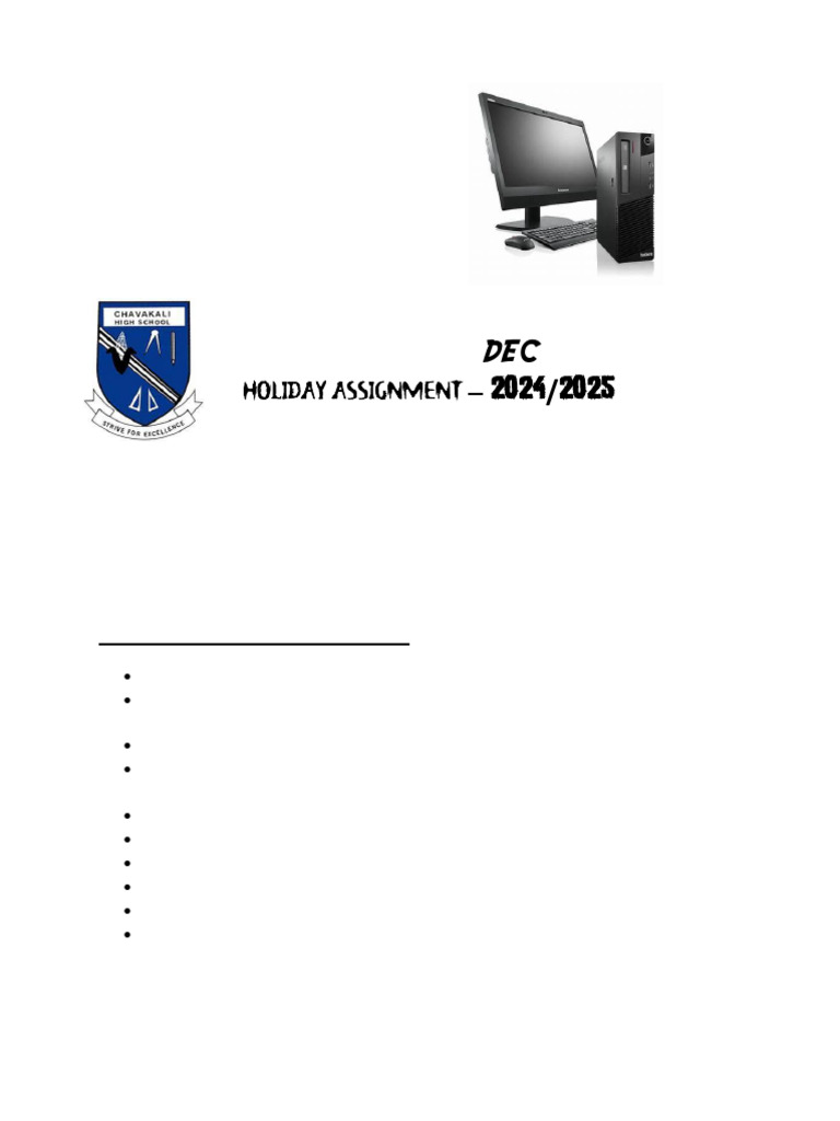 Form One 2024&2025 Assignment | PDF | Computing