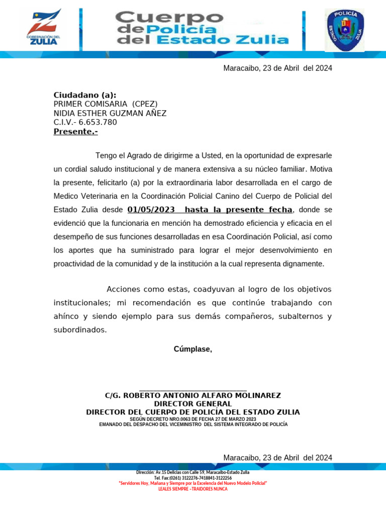 Formato de Exaltacion de Merito Del Director Cpez - Visipol 2024 | PDF | Policía | Gobierno