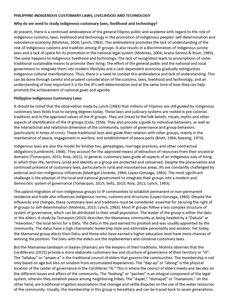 Philippine Indigenous Customary Laws | PDF | Agriculture