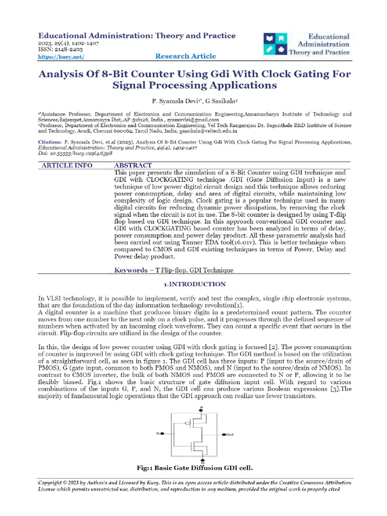 View of Analysis of 8-Bit Counter Using Gdi With Clock Gating For ...