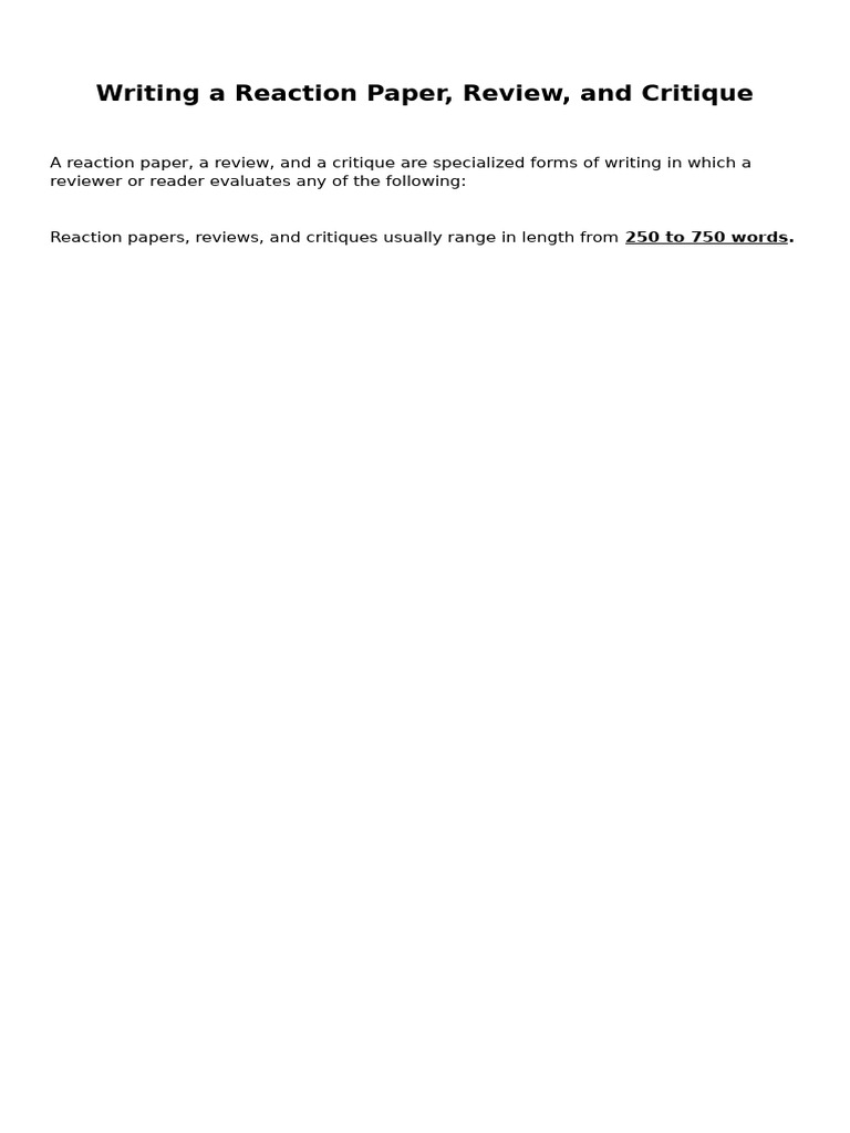 Writing A Reaction Paper | PDF