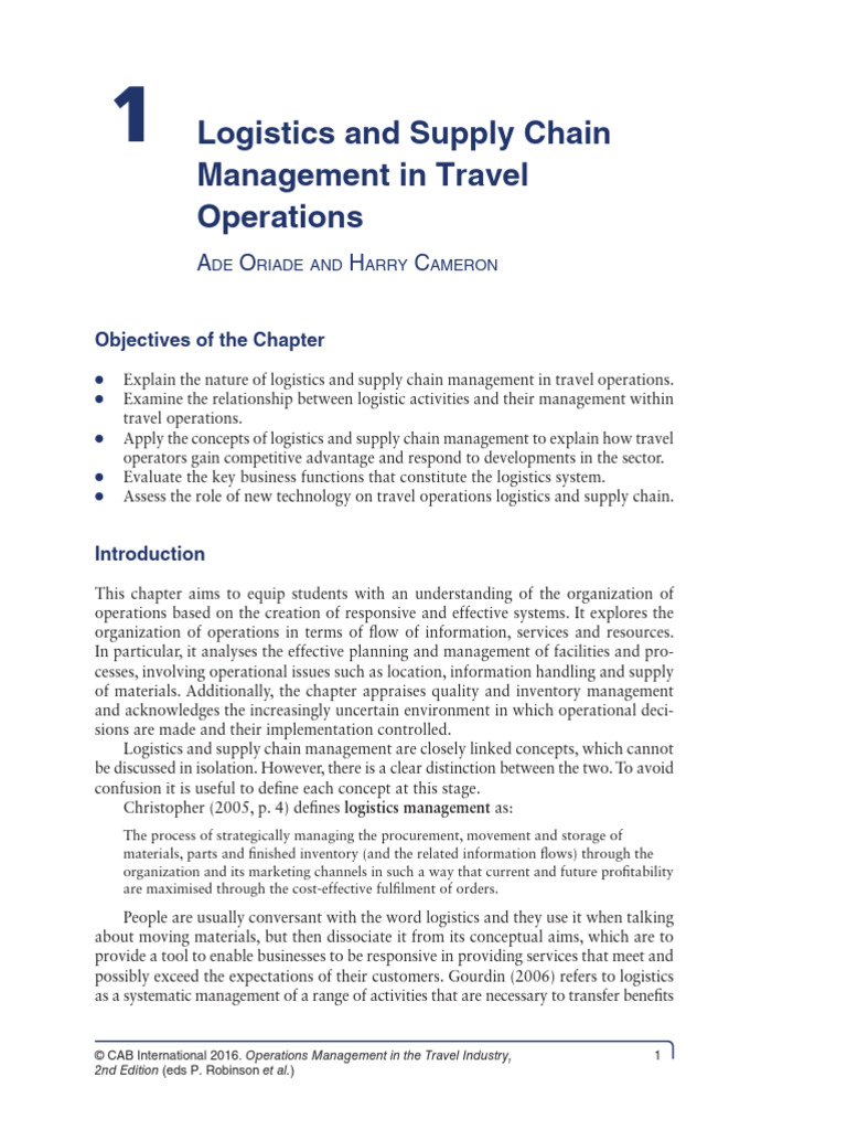 11.logistics and Supply Chain Management in Travel Operations | PDF ...