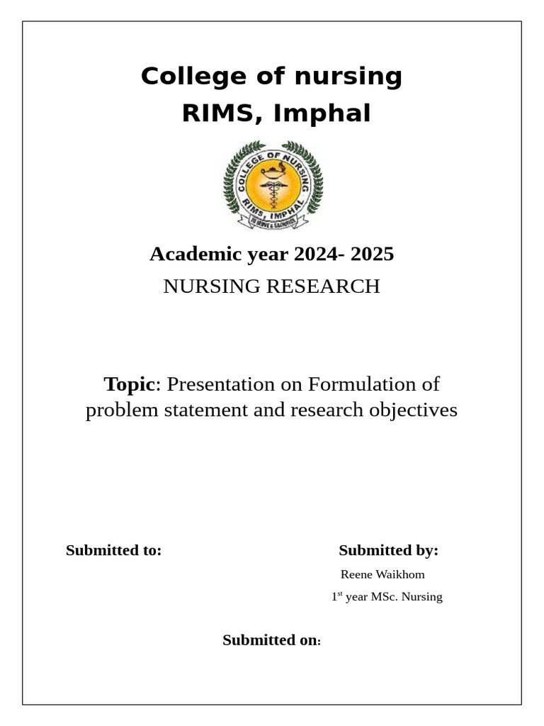 FORMULATION OF PROBLEM STATEMENT AND RESEARCH OBJECTIVES copy | PDF ...