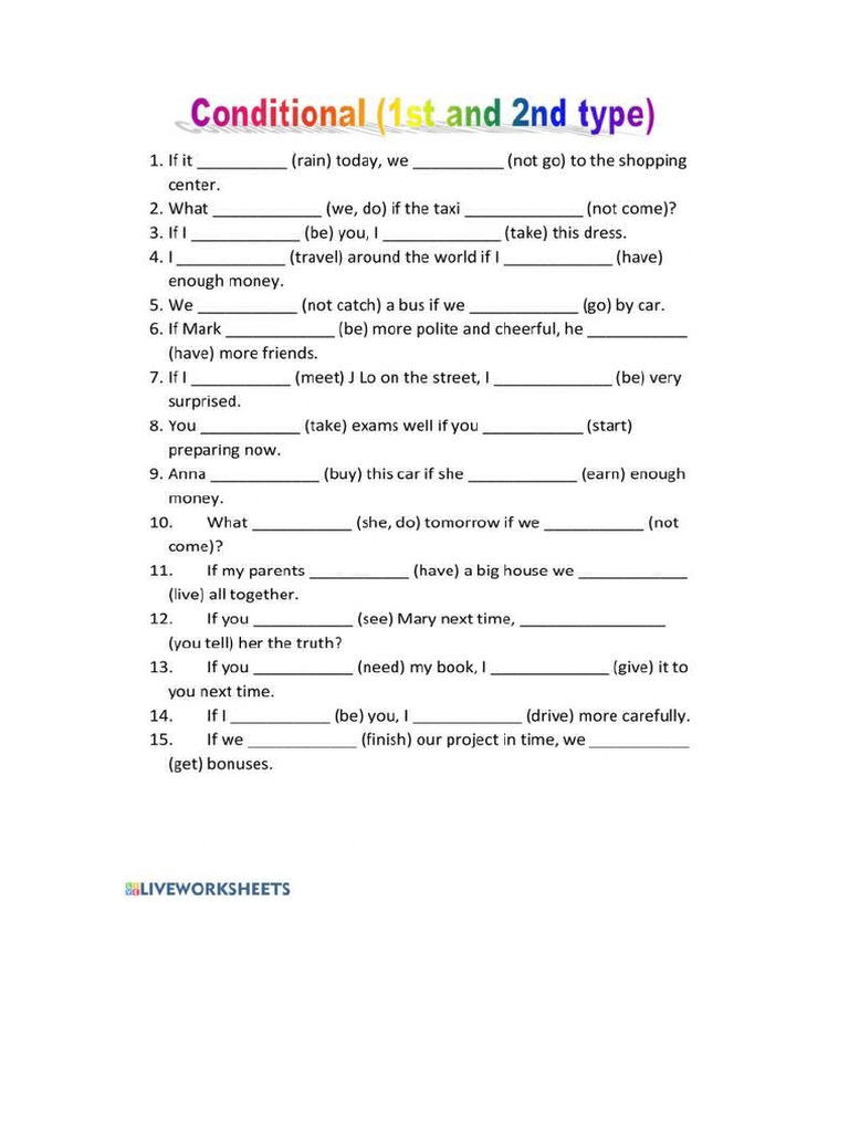 Conditionals type 1 and 2 | PDF