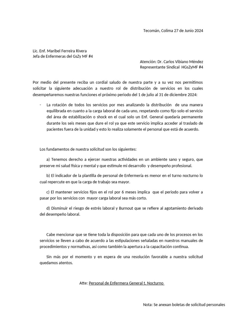 Modificacion de Rol T. Nocturno | PDF