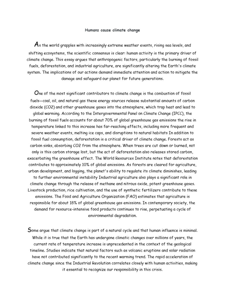 Argumentative Essay | PDF | Climate Change | Greenhouse Gas