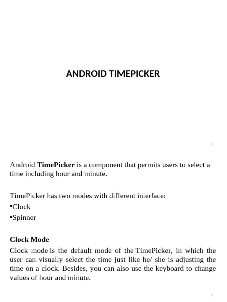 Android Time Picker | PDF | Android (Operating System) | System Software