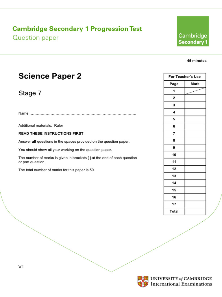 Secondary Progression Test Stage 7 Science Paper 2 1 | PDF | Soil | Silt
