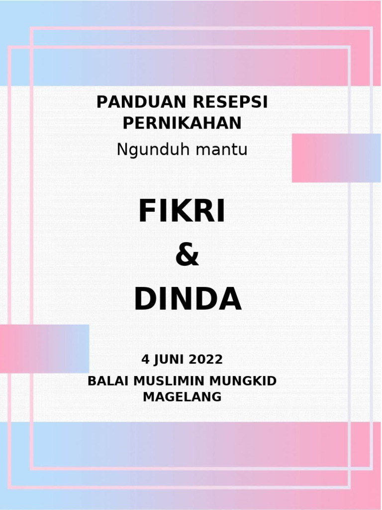 Panduan Resepsi Pernikahan Fikri Dinda | PDF