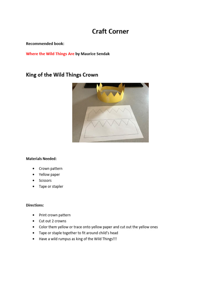 DIY King of the Wild Things Crown | PDF