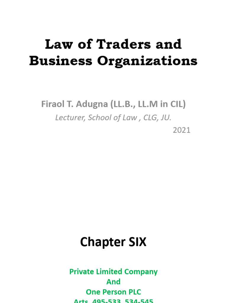 TBO - Firaol Chapter 6, PLC and OMPLC & 7 | PDF | Subsidiary | Liquidation